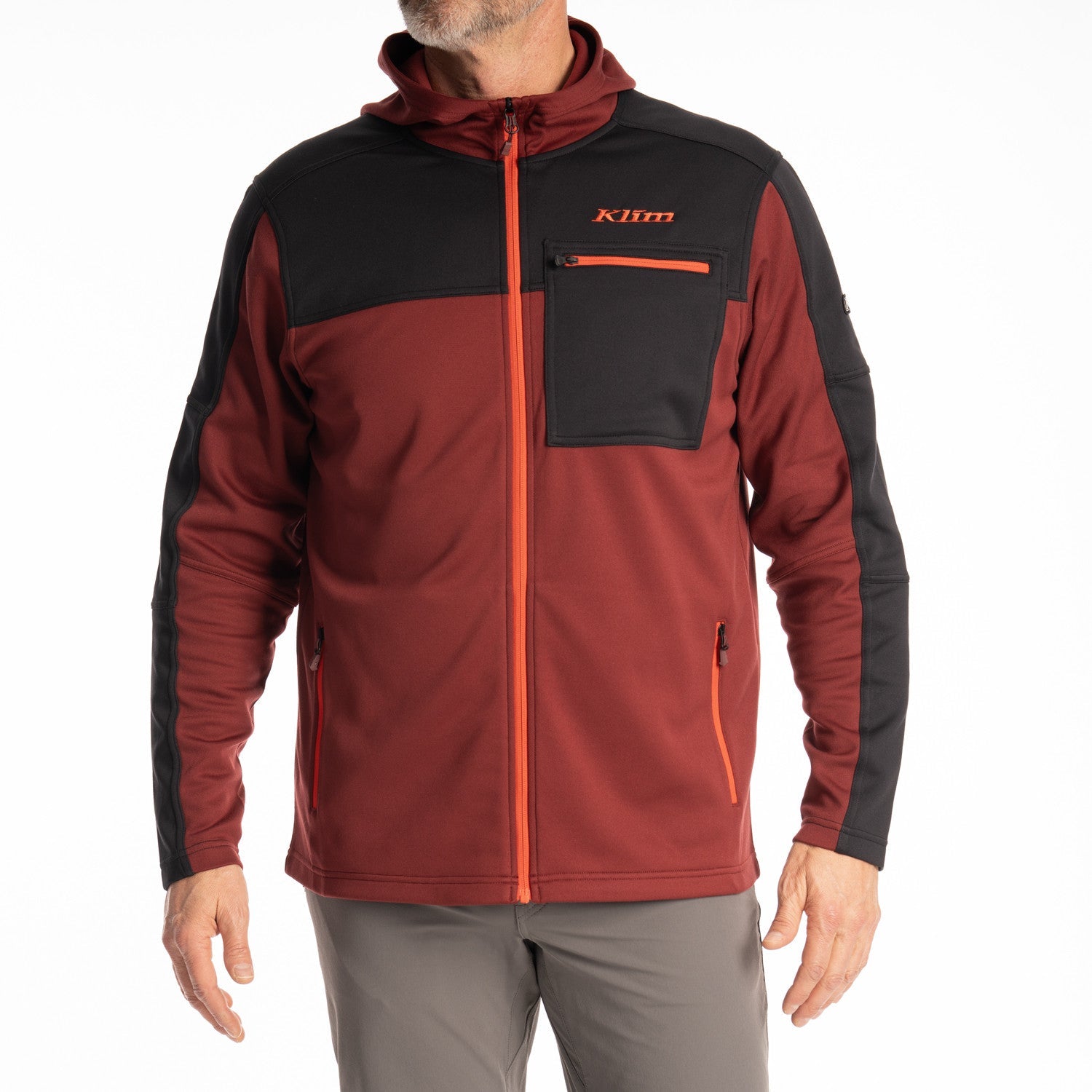 Klim Glacier Hoodie - Wicking full zip men's sweater with hood